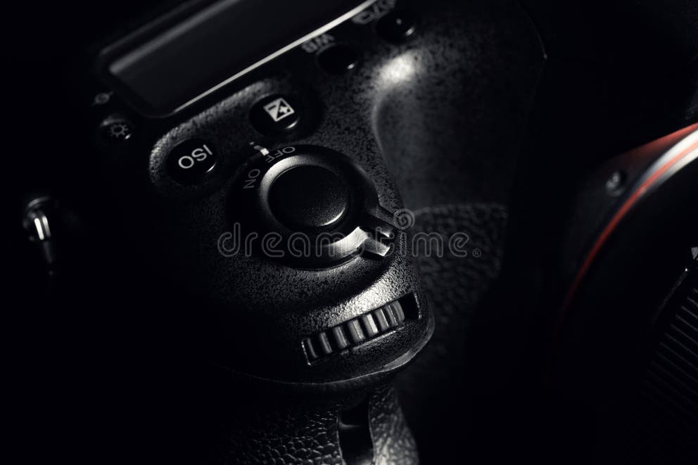 Close-up of a DSLR Camera Highlighting the Texture, Buttons, and Dials ...