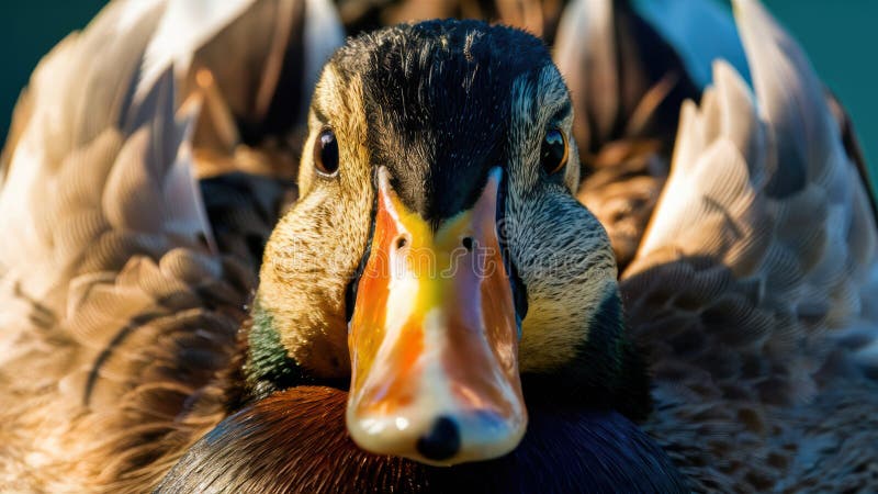 A Close Up of a Duck with Orange Beak and Yellow Eyes, AI Stock Photo ...