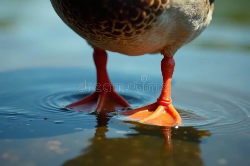 Close Up of Duck S Feet Touching Down on Lake, Wild, Closeupview Stock ...
