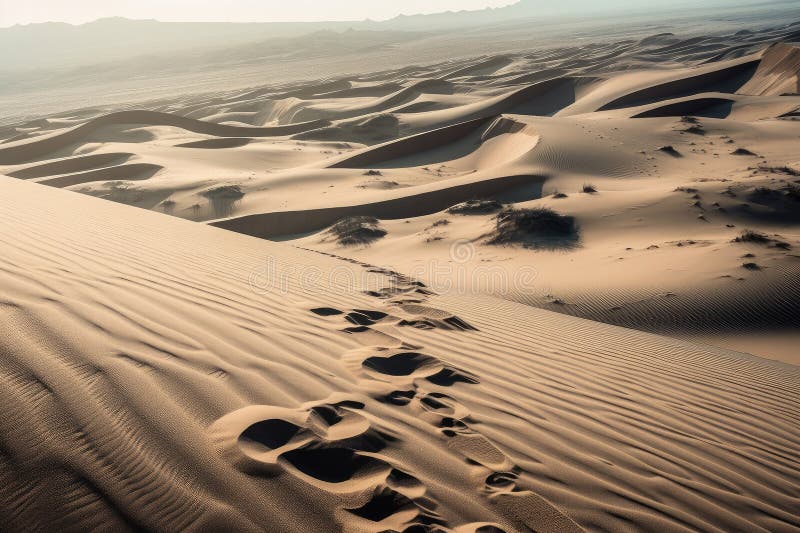 Close-up of Dunes, with the Shifting Sands and Footprints Visible Stock ...