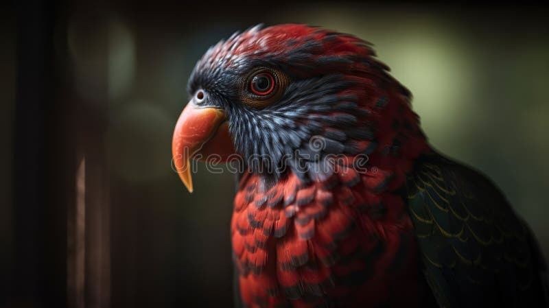 Close Up Dusky Lories with Red and Black Feather. Generative AI Stock ...