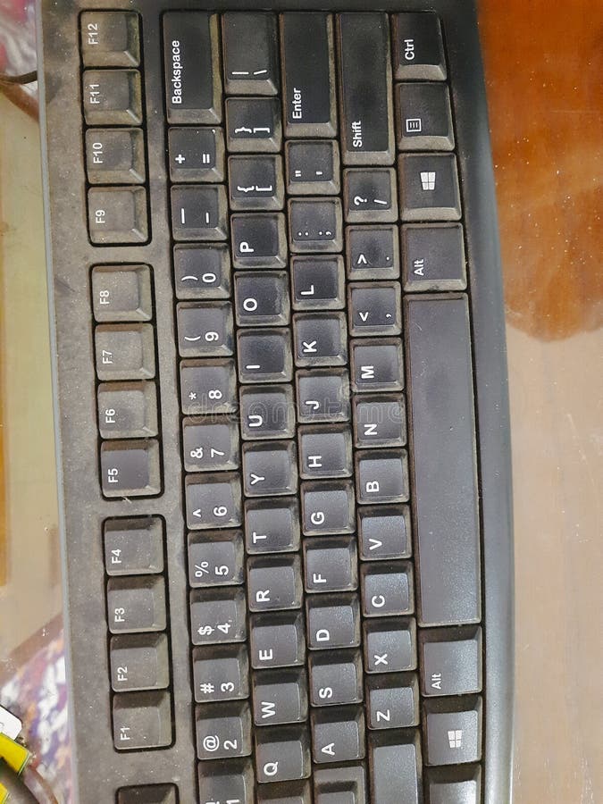 Close-Up of a Dusty Computer Keyboard with Visible Key Details Stock ...