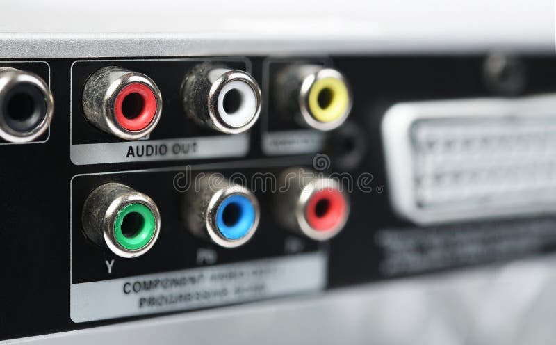 Close Up of Dvd Player Back Panel Stock Photo - Image of extreme, metal ...