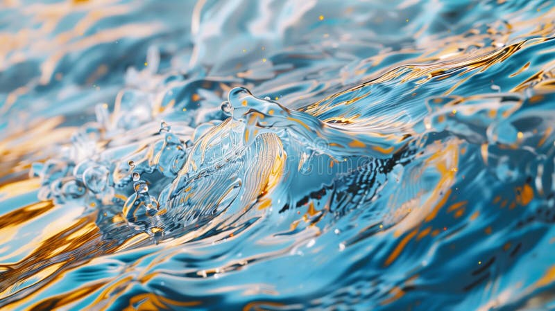 Close-up of a Dynamic and Vivid Water Wave with Reflections and ...