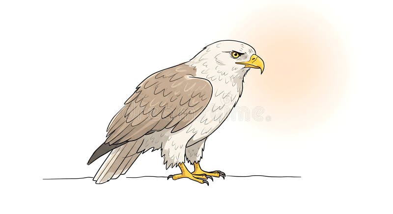 Close Up of an Eagle Cartoon with Procreate Style Line Art during Dawn ...