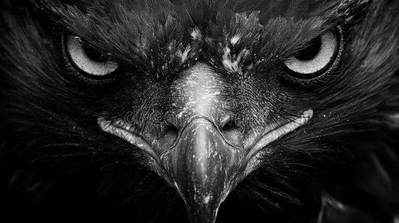 Close Up of an Eagles Eyes in Black White Stock Illustration ...