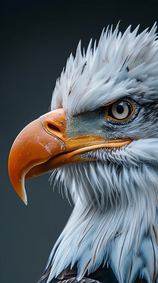 A Close Up of an Eagles Face with a Blue Bubble in the Eye. the Eagle ...