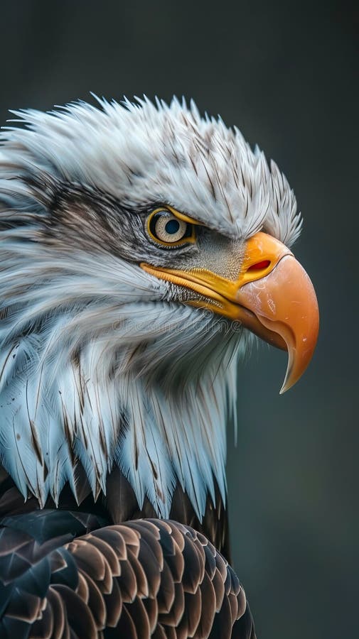 A Close Up of an Eagles Face with a Blue Bubble in the Eye. the Eagle ...