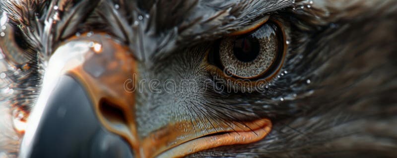 A Close-up of an Eagle S Intense Gaze with a Wavy American Flag ...
