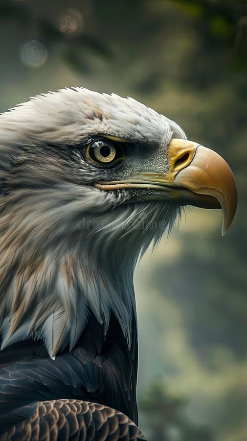 A Close Up of an Eagles Face with a Blue Bubble in the Eye. the Eagle ...