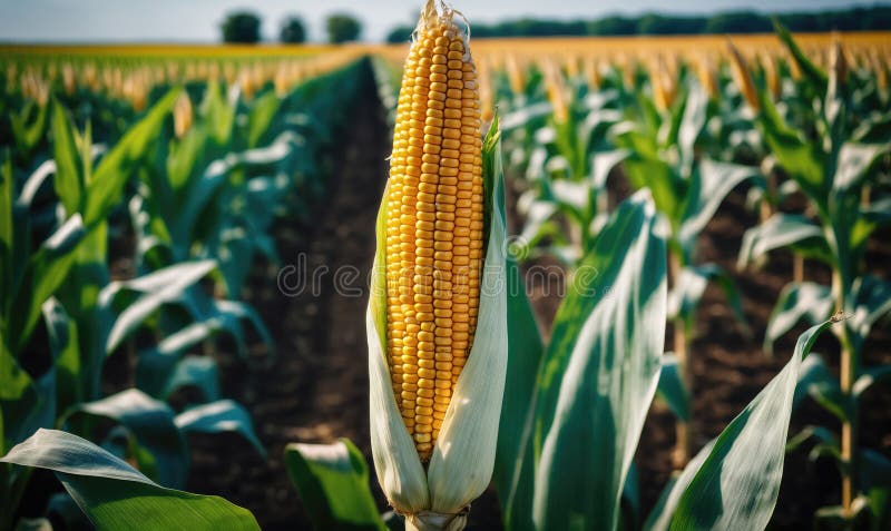 A Close-up of an Ear of Corn in a Field of Corn Stock Image - Image of ...