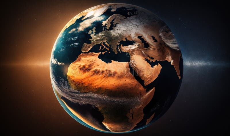 A Close Up of the Earth with a Bright Light Shining on it Stock ...