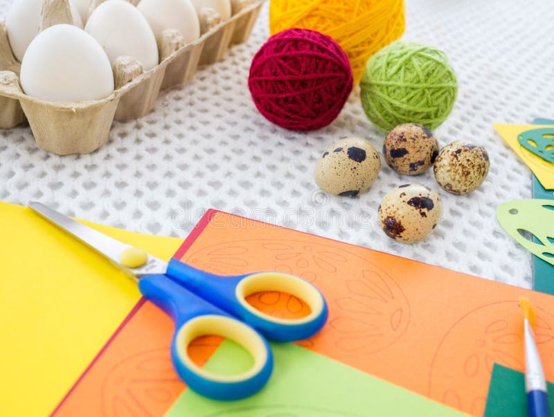 Close-up Easter Egg Decorating and Painting Tools. Stock Photo - Image ...