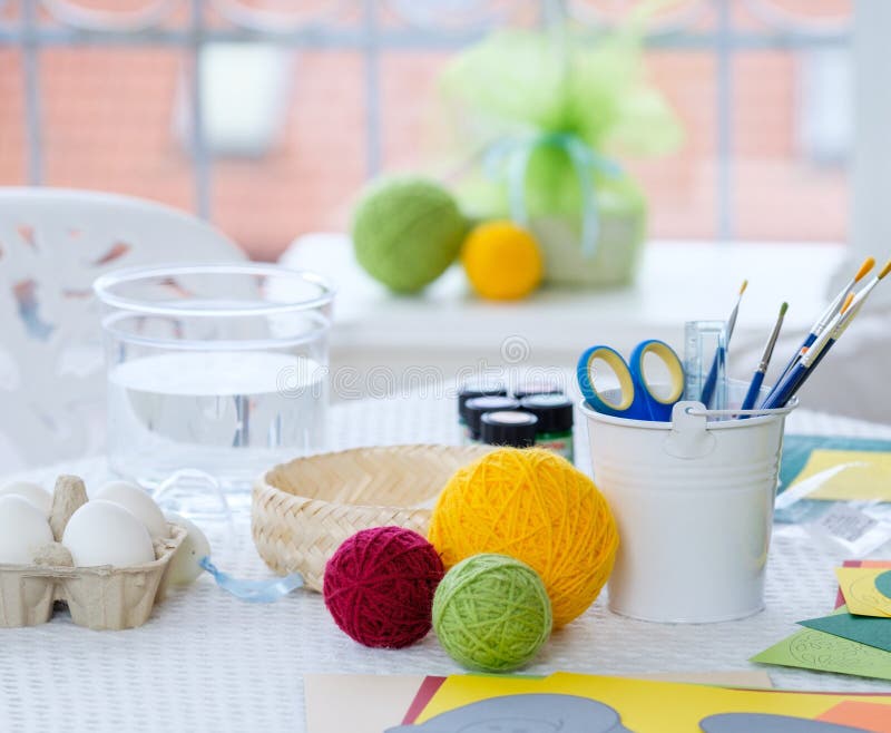 Close-up Easter Egg Decorating and Painting Tools. Stock Photo - Image ...