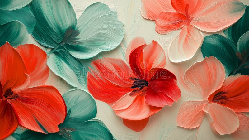 Close-up of Easter Flowers in Vibrant Emerald and Ruby Hues on Ivory ...