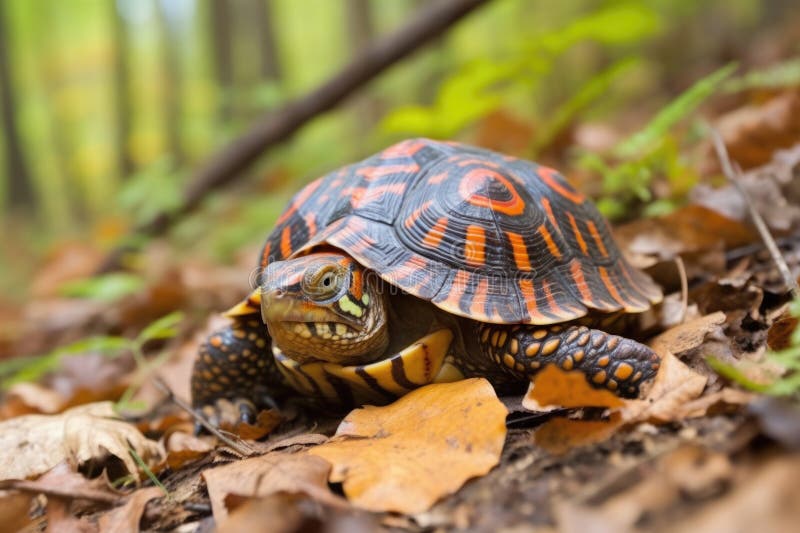 Close Up of an Eastern Box Turtle in Its Habitat Stock Image - Image of ...