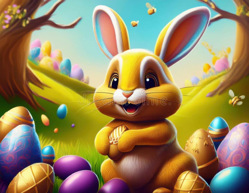 Close Up of an Eastern Bunny Cartoon Stock Illustration - Illustration ...