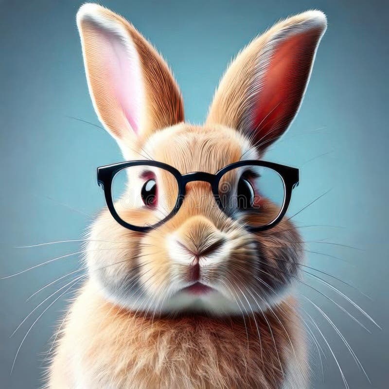 Close Up Eastern Bunny with Glasses Stock Illustration - Illustration ...