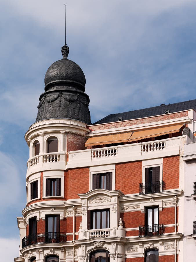 Close-up of Eclectic Style Apartment Building with Architectural Dome ...