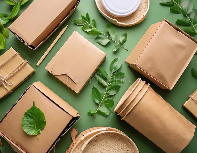 Close-Up of Eco-Friendly Packaging Solutions Stock Illustration ...