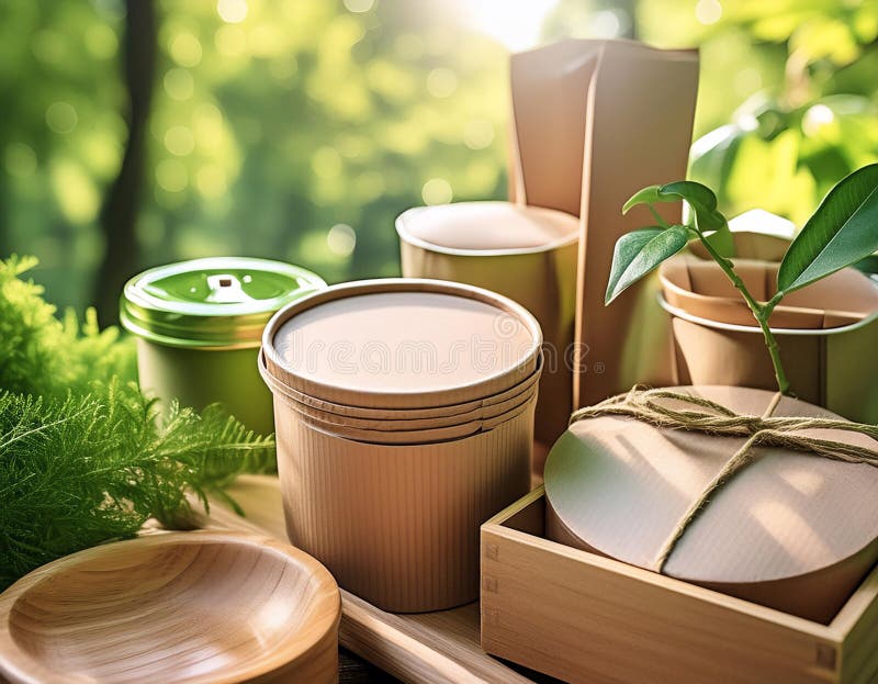 Close-Up of Eco-Friendly Packaging Solutions Stock Illustration ...