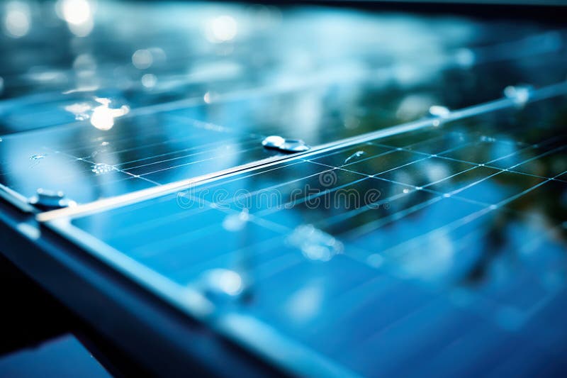 Close-up of Eco-technology Solar Panel Farm. Renewable Energy Concept ...