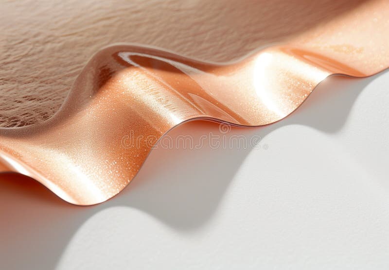 A Close-up of the Edge of an Elegant, Metallic Copper Wave on White ...