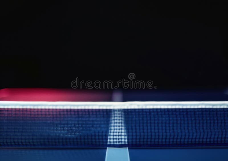 Close-up of the Edge of an Empty Blue Table Tennis Table with Net ...