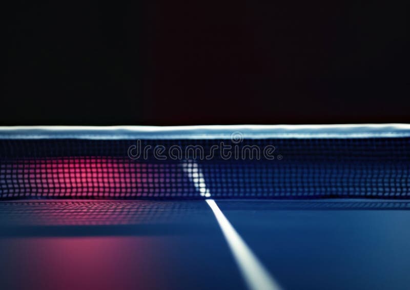 Close-up of the Edge of an Empty Blue Table Tennis Table with Net ...