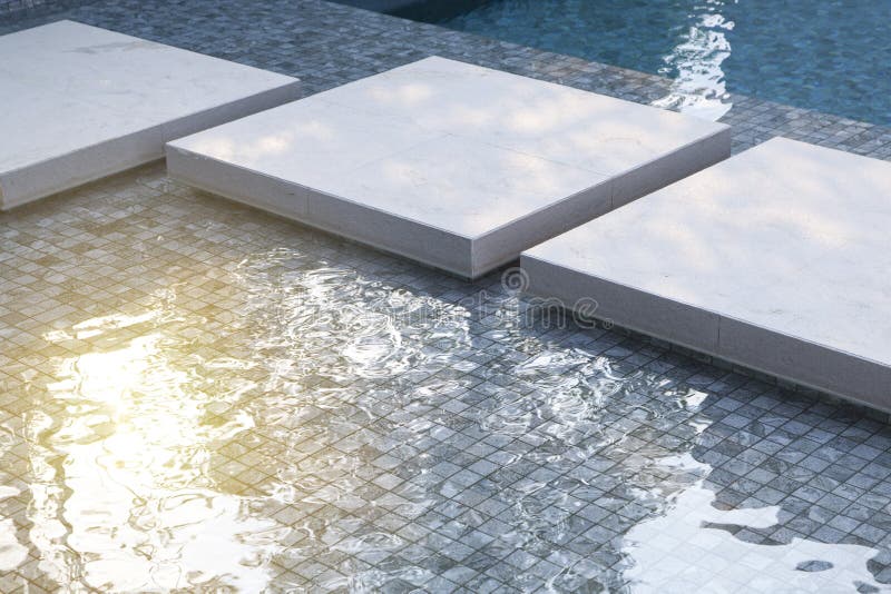 Swimming Pool with Blue Mosaic Tiles Stock Image - Image of hotel ...