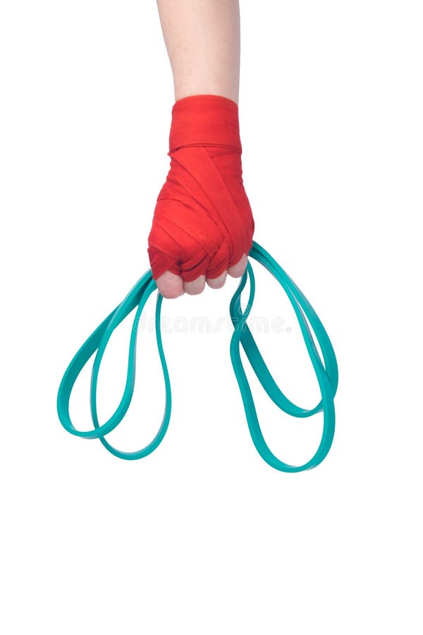 Close-up, Elastic Band for Performing Dynamic Exercises in the Hand, on ...