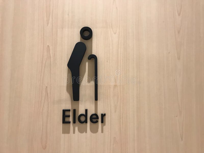 Close Up Elder Sign in Public Toilet Door Stock Illustration ...