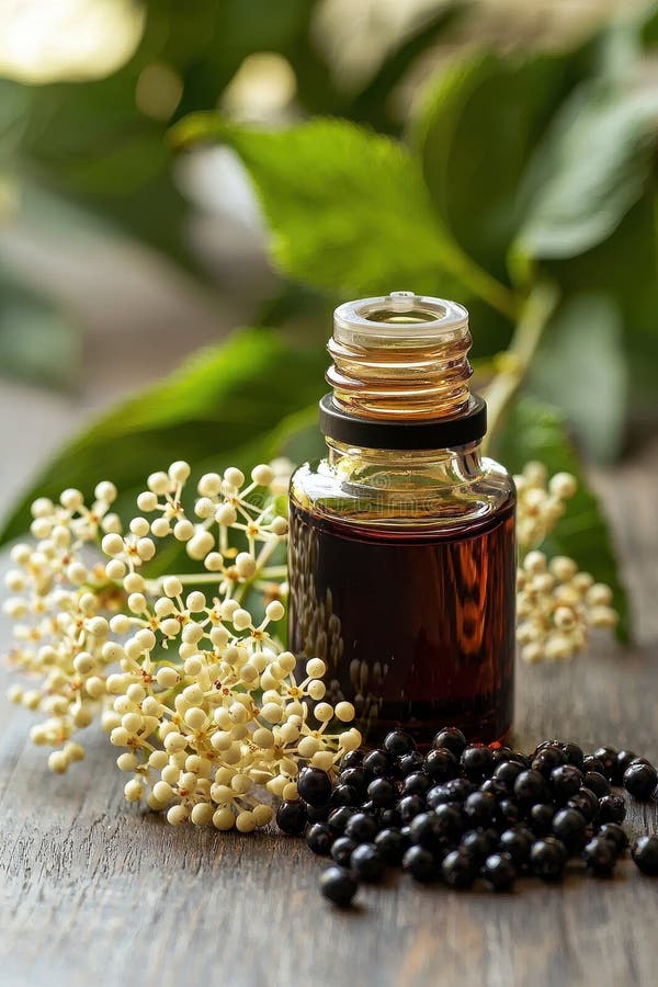 Close-up of Elderberry Essential Oil. Selective Focus Stock Image - Image of herb, leaf: 353369975