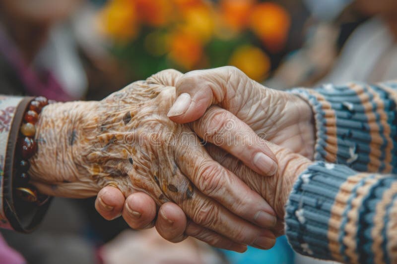 Close-Up of Elderly Hands Holding in Compassionate Support and ...