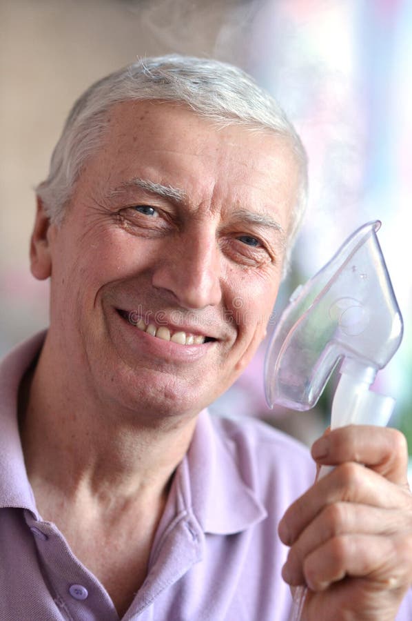 Elderly Man Doing Inhalation Stock Photo - Image of inhalation, elderly ...