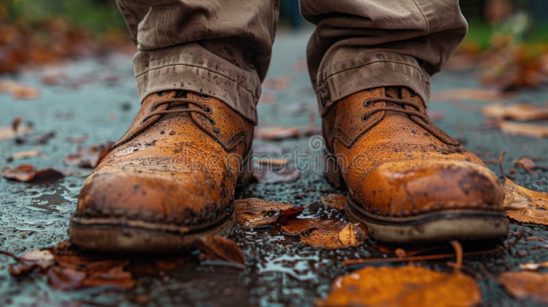Close-up of an Elderly Mans Feet in Old Worn Shoes Stock Image - Image ...