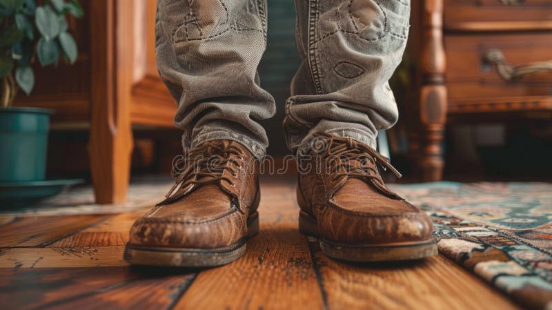 Close-up of an Elderly Mans Feet in Old Worn Shoes Stock Image - Image ...