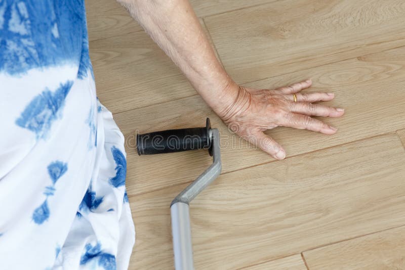 Elderly Woman Falling Down at Home ,hearth Attack. Stock Photo - Image ...