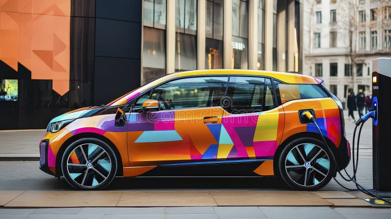 Close Up of Electric Car is Charging in the Station, Electric Car Stock ...