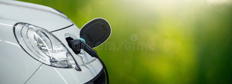 Close Up of Electric Car Inlet with a Connected Charging Cable Stock ...