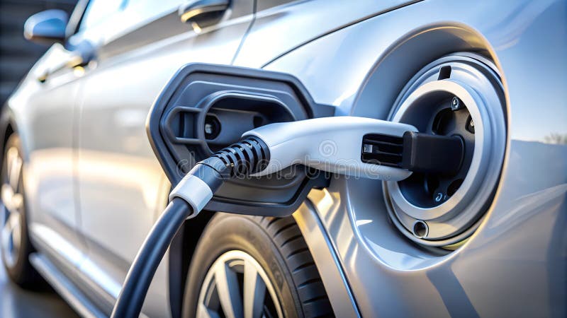 Close Up the Electric Charging Plug. Ai Generative Stock Illustration ...