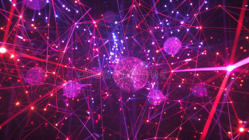 Close Up of an Electric Field with Neon Purple and Red Lights Forming ...