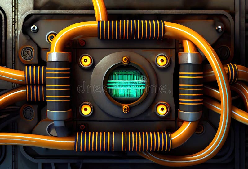 Close-up of Electric Panel with Electrical Wires in Neon Light, Ai ...