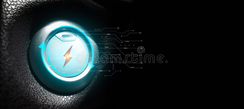 Close Up of Electric Power Button Displayed on a Futuristic Interface ...