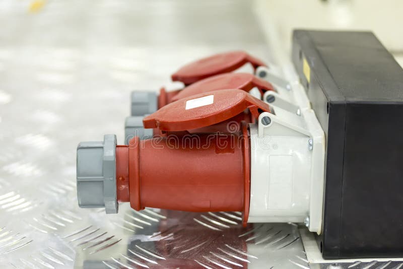 Close Up Electric Power Socket for Connected with Machine for ...