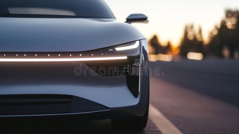 Close-Up of Electric Vehicle Front with Modern Design and Features ...