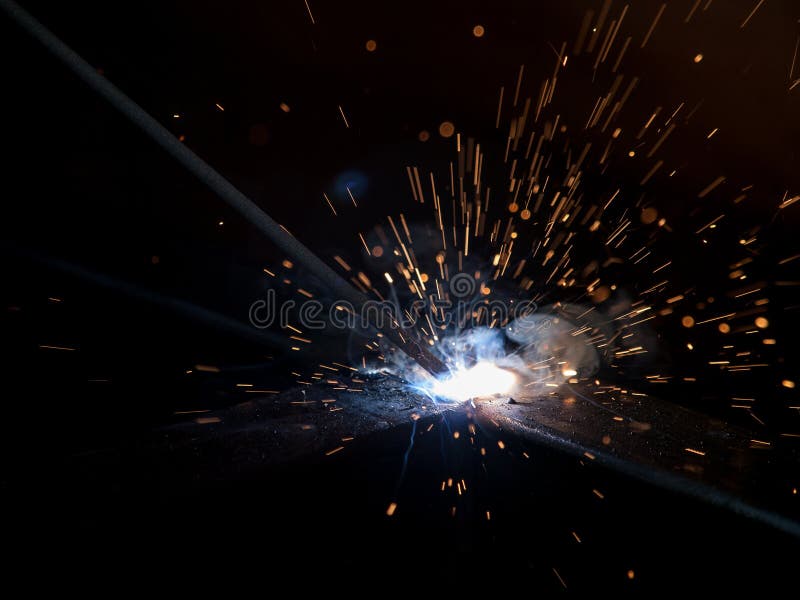 High-temperature Electic Welding Stock Photo - Image of structure ...