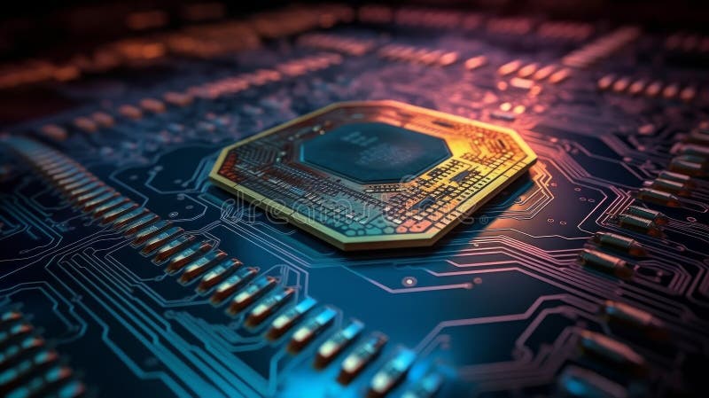 Close Up of an Electrical Circuit Board with a CPU. Generative AI Stock ...