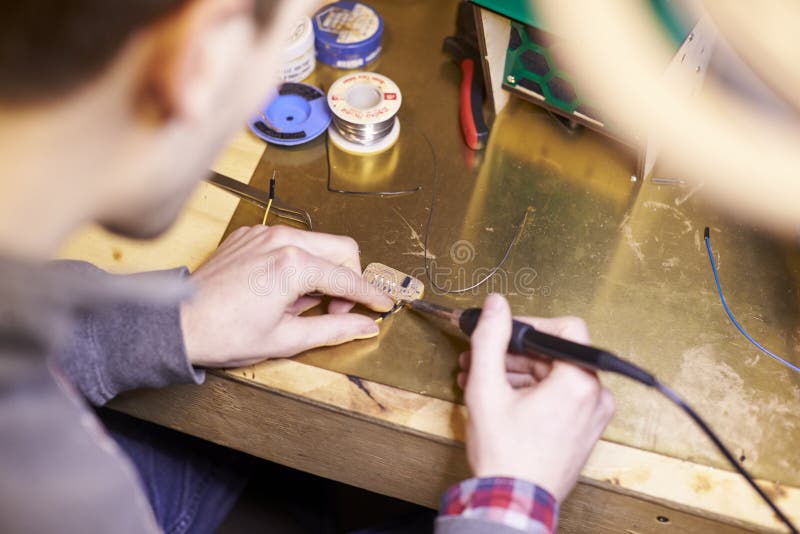 Close Up of Electrical Engineer Soldering Circuit Board Stock Image ...