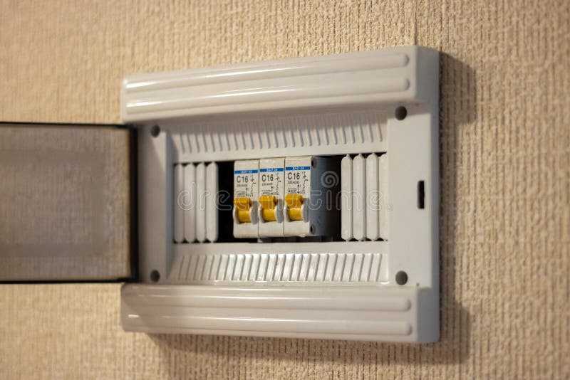 Close-up of an Electrical Panel with Circuit Breakers in the Apartment ...